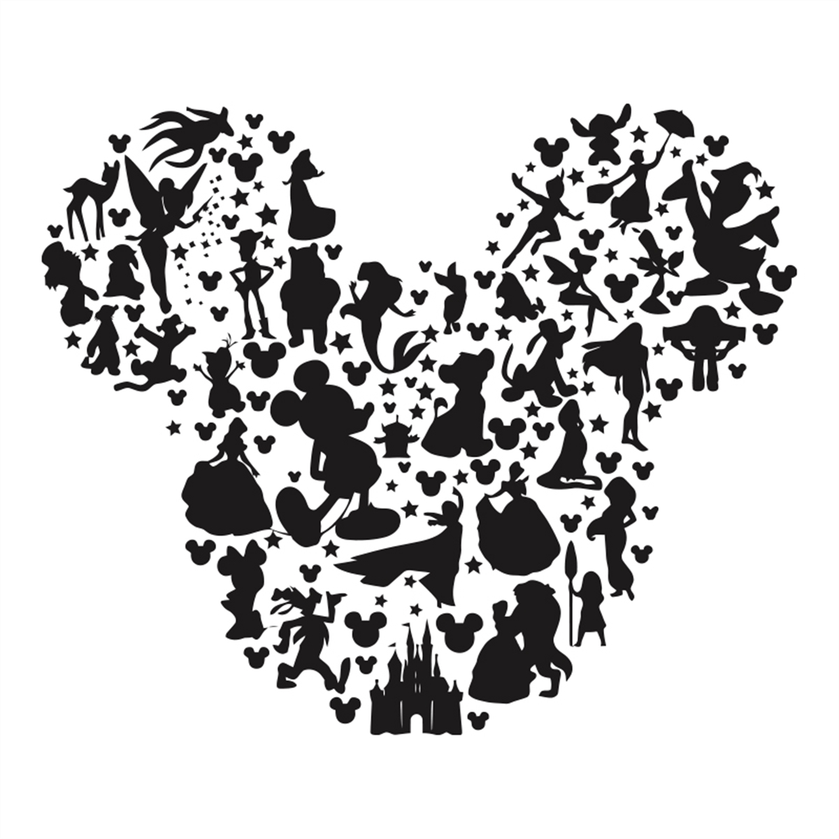 Mickey mouse silhouette svg, mickey head fills with characte - Inspire ...