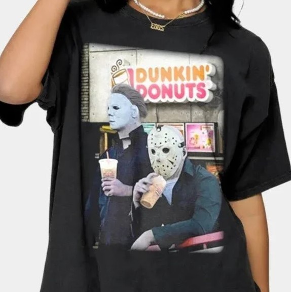 Michael Myers and Jason Voorhees Drink Dunkin' Donuts Shirt | Inspire ...