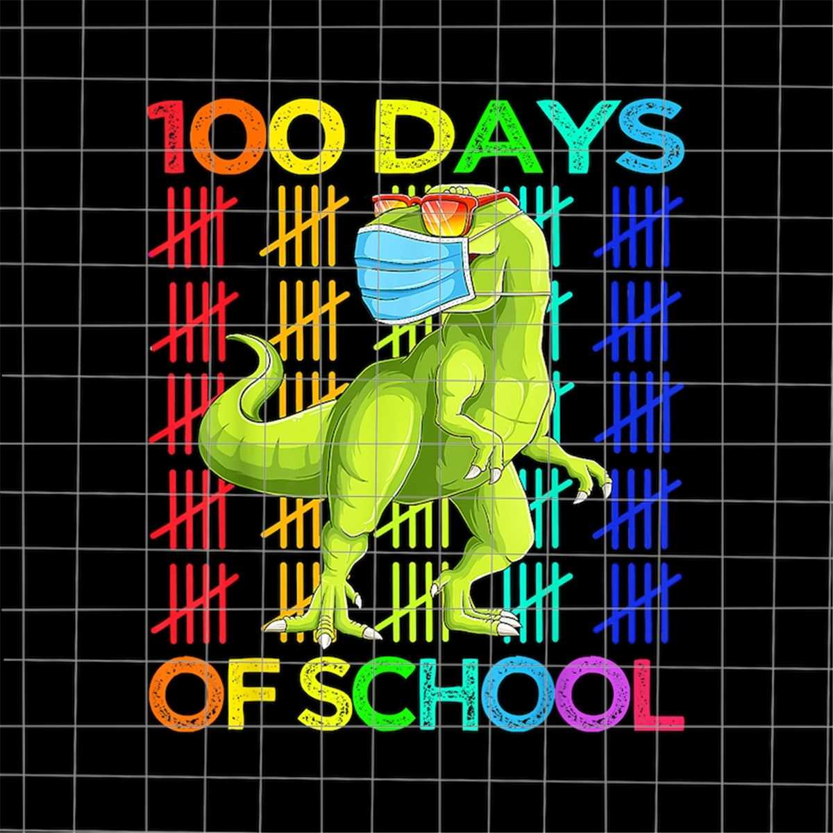 100 Days Of School Dinosaur T-Rex Png, 100 Days Of School 20 - Inspire ...