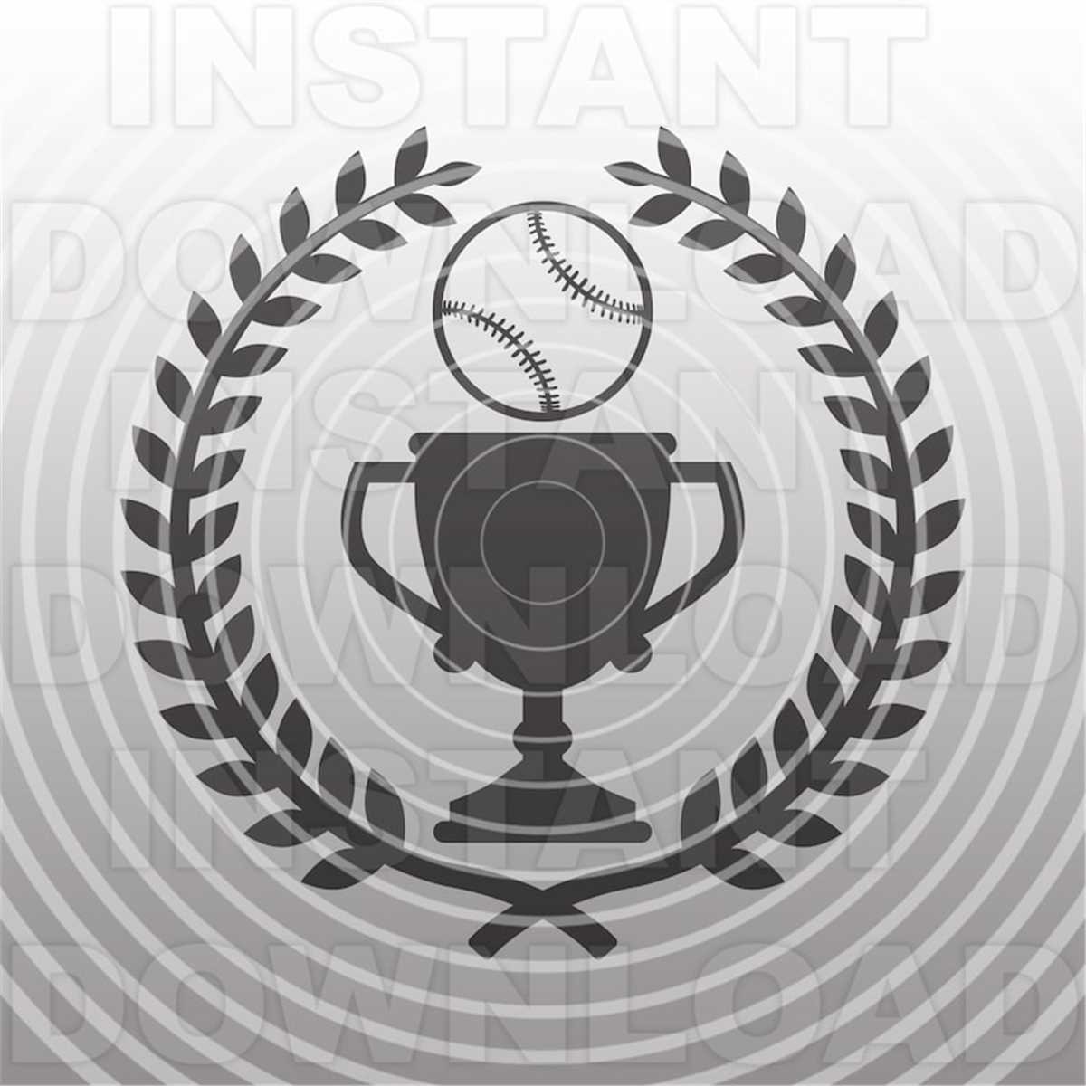 Softball Trophy with Laurel Wreath SVG File,Fast Pitch Softb - Inspire ...