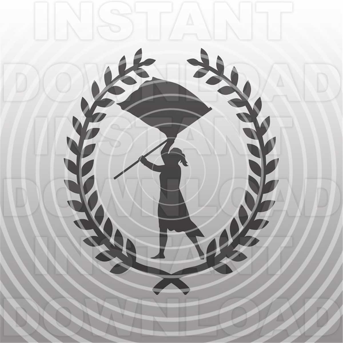 Color Guard Flag Spinning with Laurel Wreath SVG File,Marchi - Inspire ...