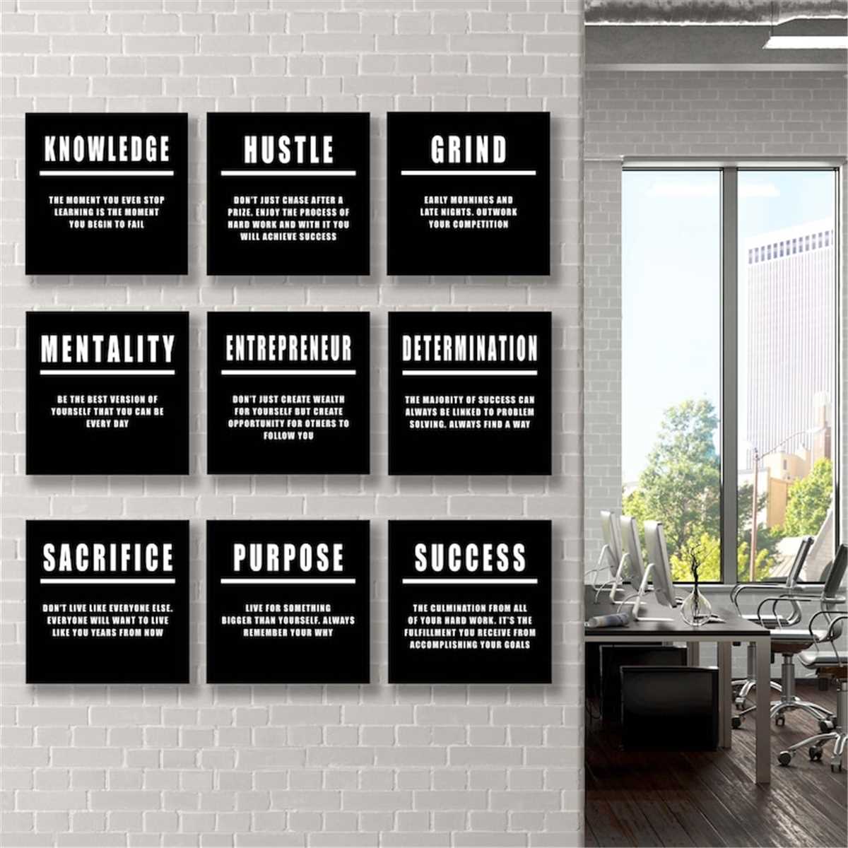 9 Piece Canvas Set - Motivational Wall Art Office Decor: Rea - Inspire ...
