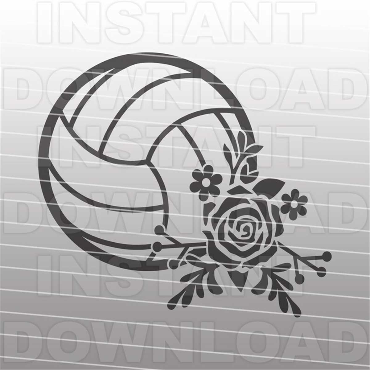 Volleyball Player SVG File,Volleyball with Flowers SVG -Vect | Inspire ...