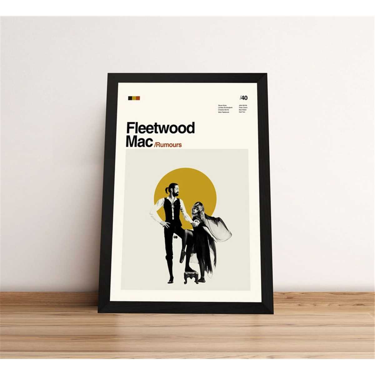 Fleetwood Mac - Rumours Music Album Poster, Mid Century Art, | Inspire Uplift