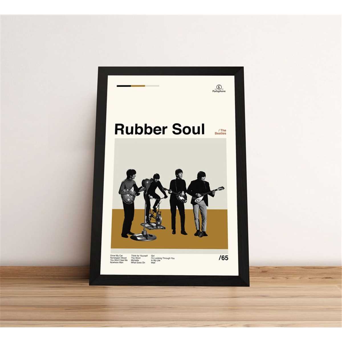 The Beatles - Rubber Soul Music Album Poster, Mid Century Ar | Inspire ...