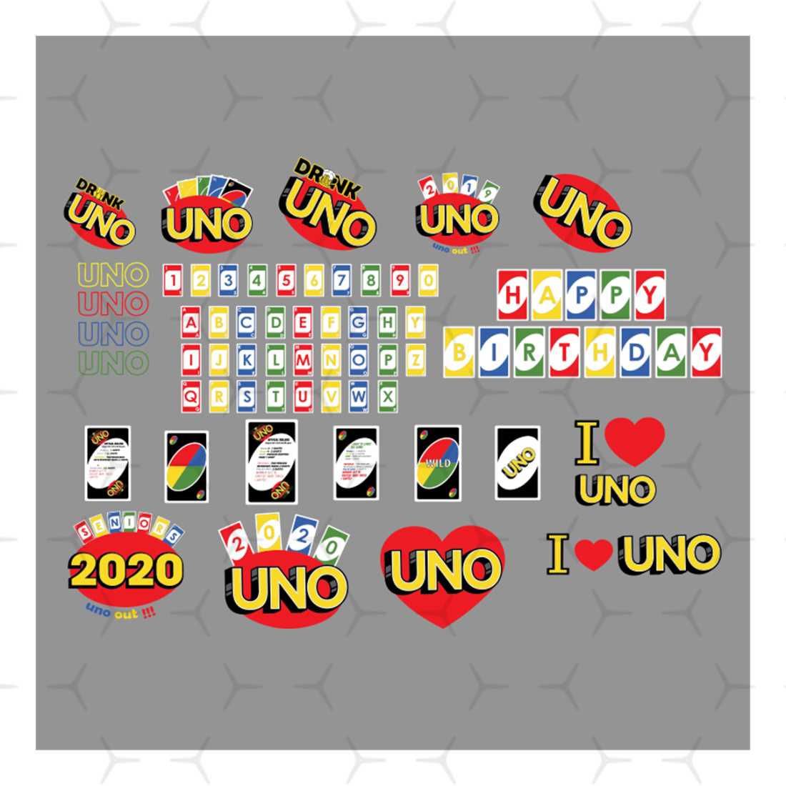 I Love Uno Bundle Svg, Holiday Svg, Uno Birthday Svg, Unopri | Inspire ...