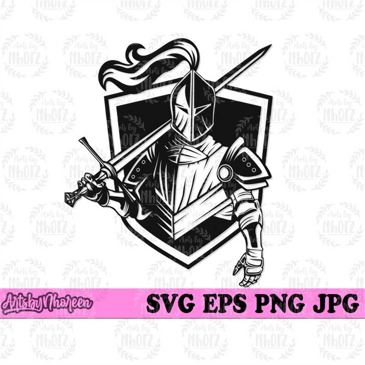 Knight svg, Shinning Armor with Sword and Shield Clipart, An | Inspire ...