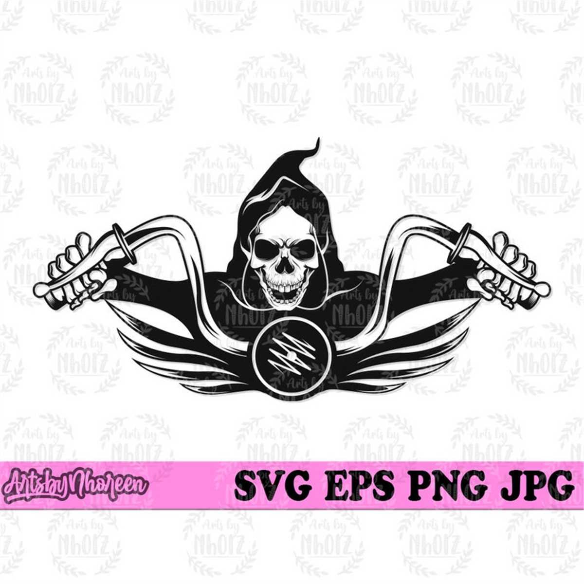 Grim Skull Motor Biker svg, Motorcycle Clipart, Ride to Die - Inspire ...