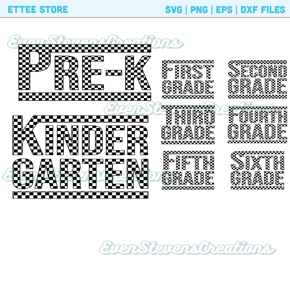 Retro checkered style back to school grade Pre-K to sixth bu - Inspire ...