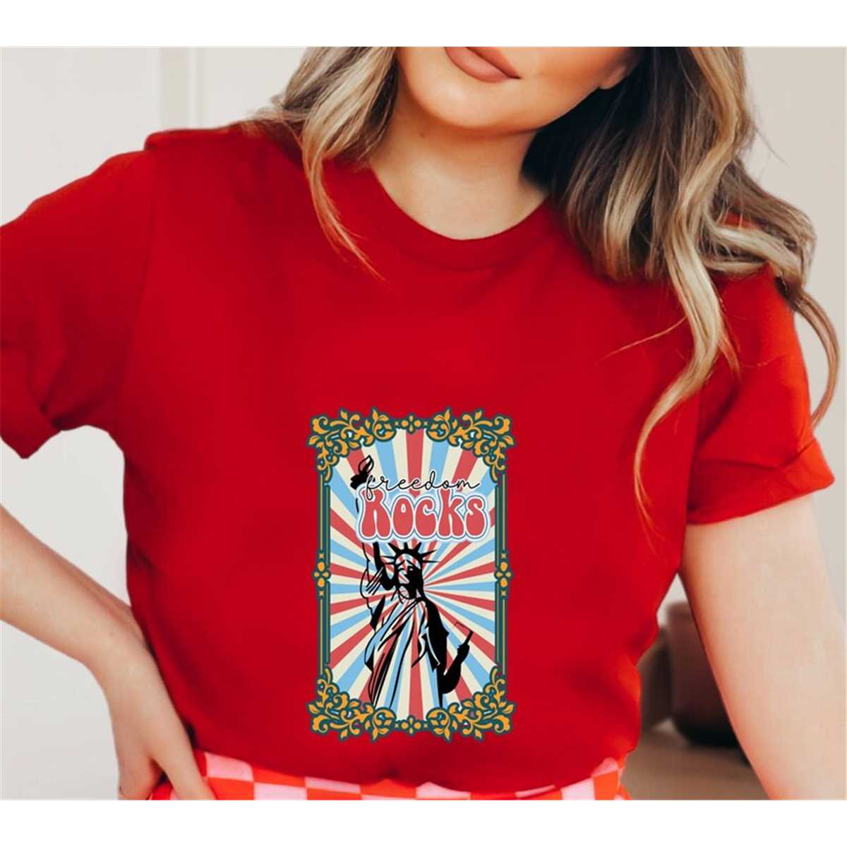 Freedom Rocks With Statue of Liberty design Tee, 4th of July | Inspire ...