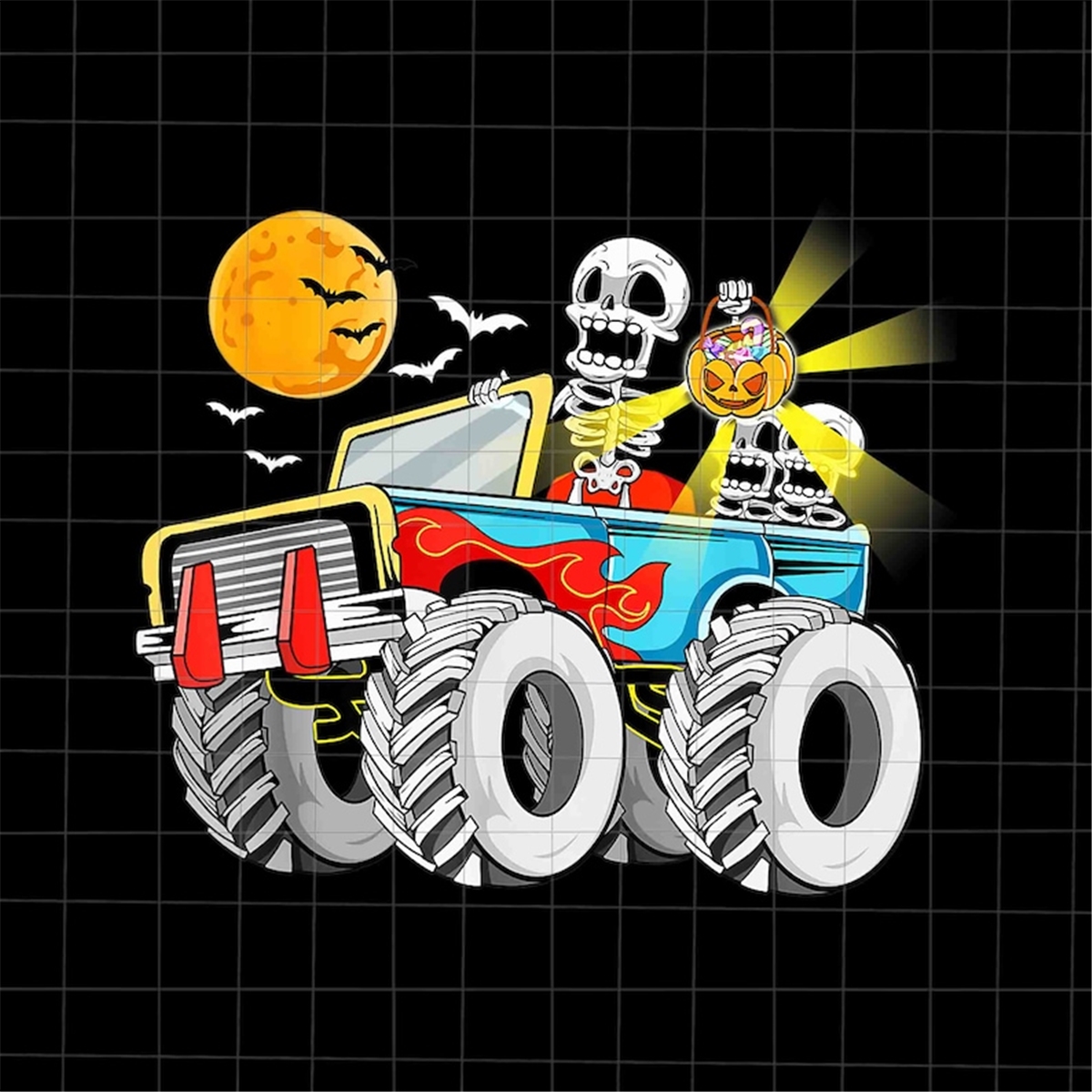 Halloween Skeleton Monster Truck Png, Skeleton Truck Hallowe - Inspire ...