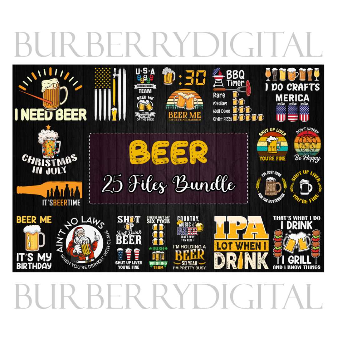 25 Files Beer Bundle Svg, Beer Svg, Beer Vector, Beer Clipar - Inspire ...