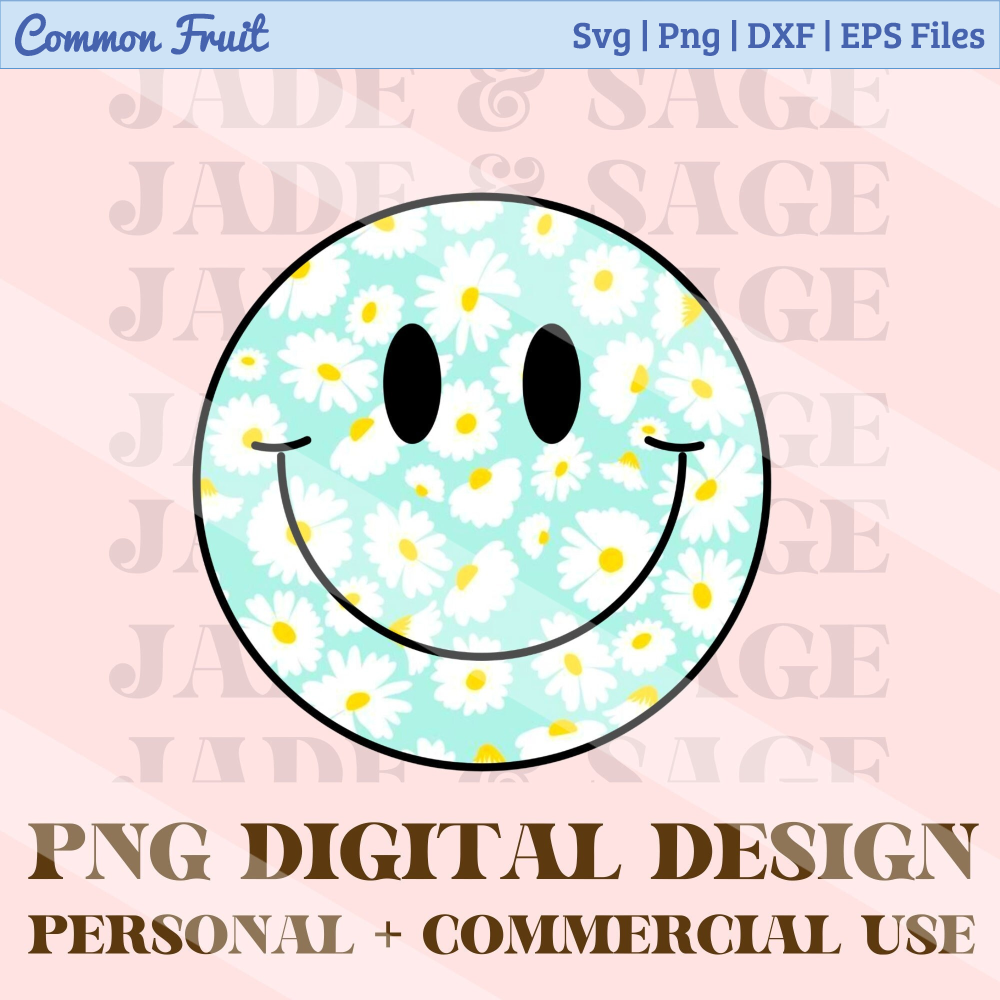 Smiley Face Png, Retro Smile Face Png, Retro Png, Floral Smi | Inspire ...