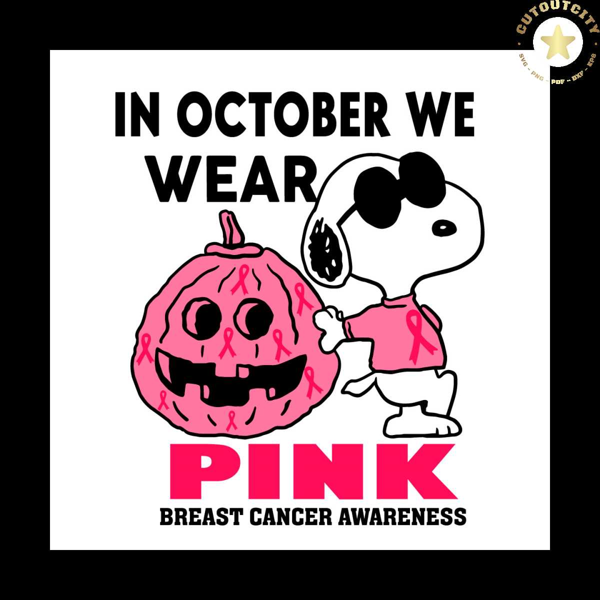 Snoopy October We Wear Pink Pumpkin Svg Breast Cancer Awaren | Inspire ...
