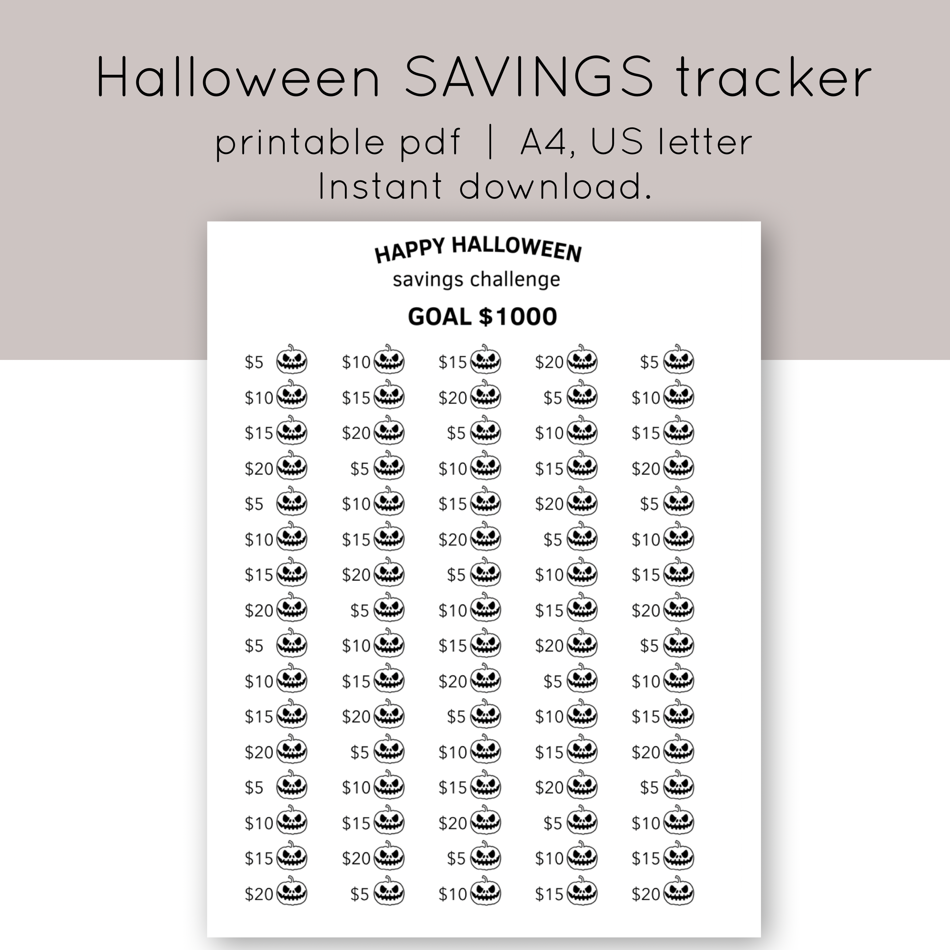 Halloween savings tracker. Savings challenge page. Savings t | Inspire ...