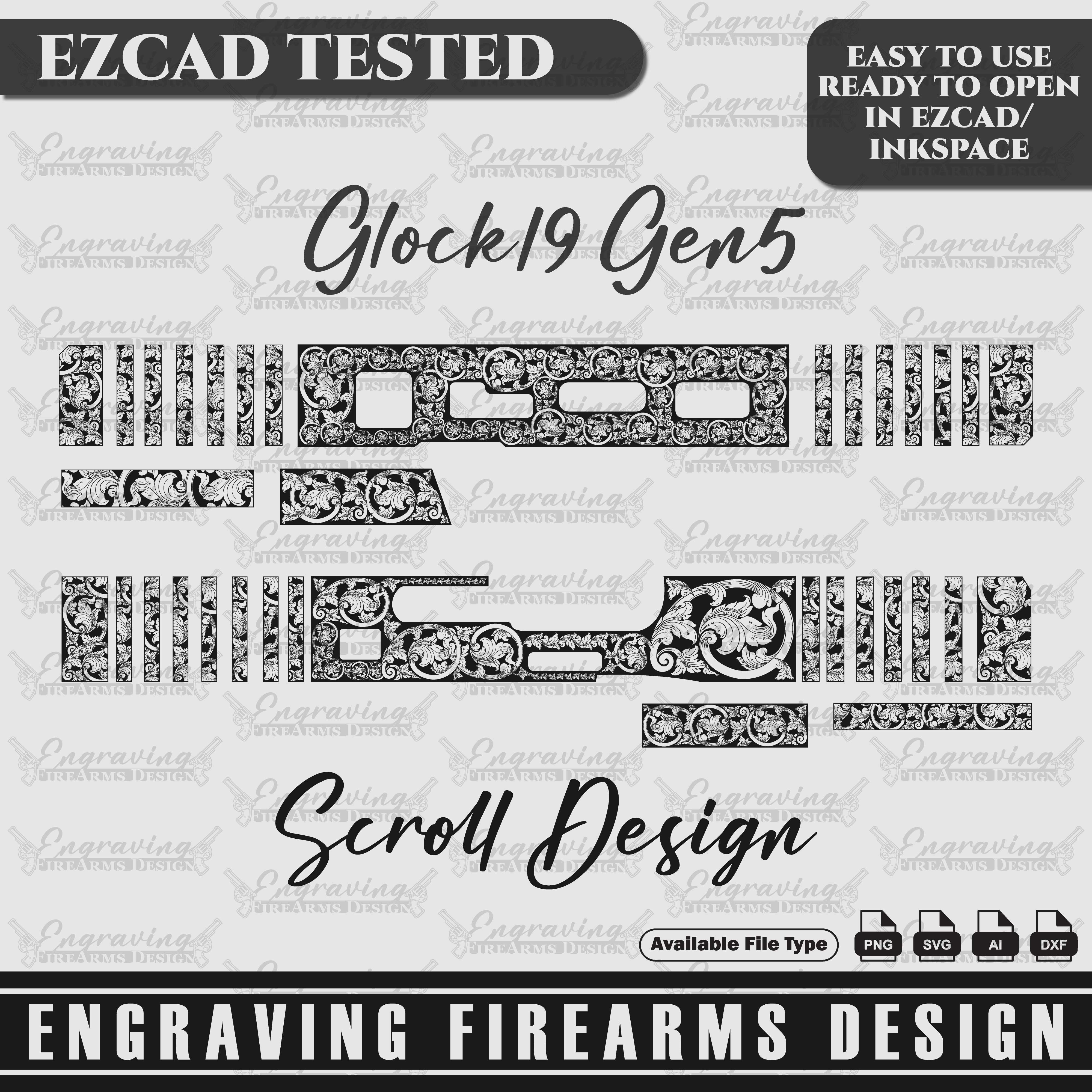Engraving Firearms Deisign Glock19 Gen5 Scroll Work Design | Inspire Uplift