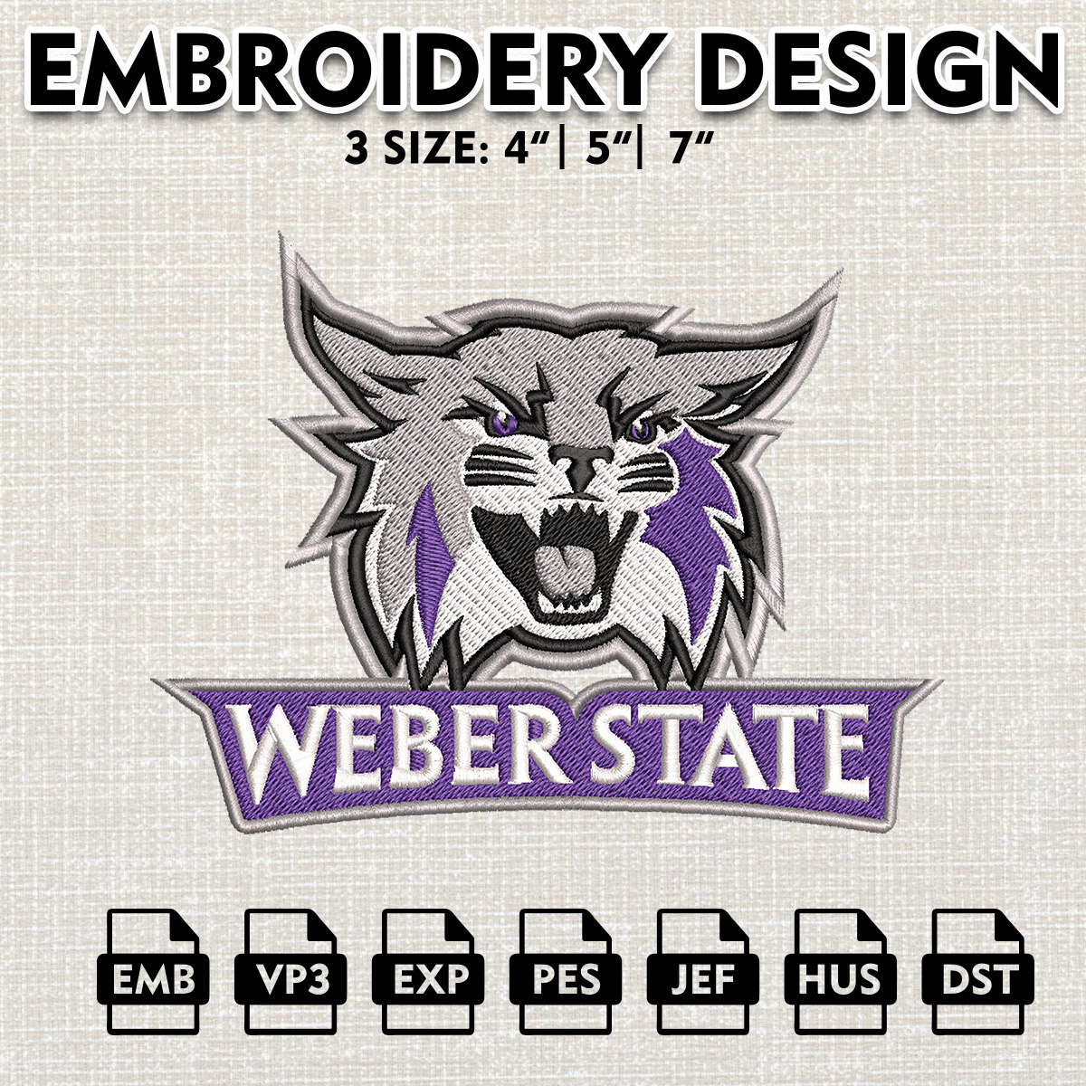 NCAA Logo Embroidery Designs, Weber State Wildcats Embroider | Inspire ...