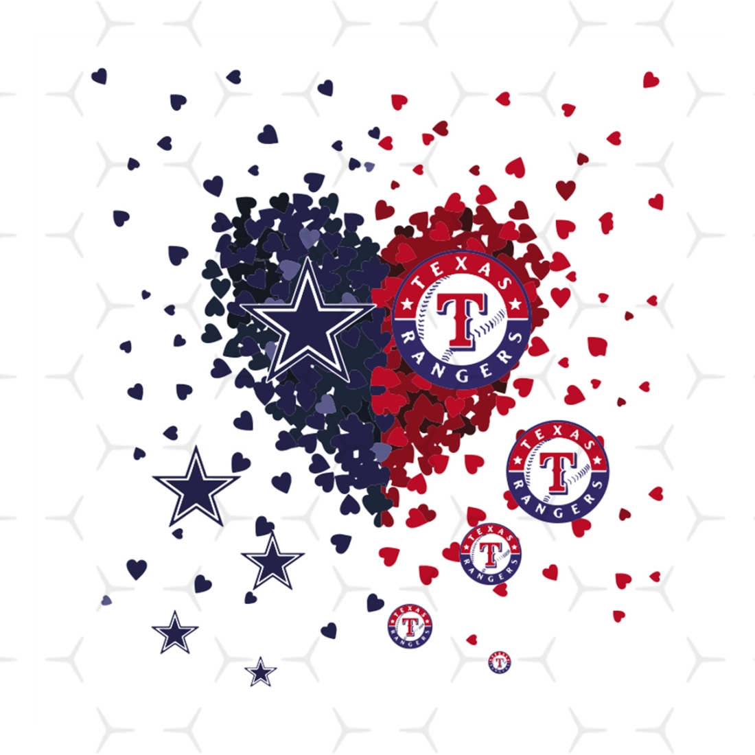 Texas Rangers And Dallas Cowboys Heart Svg, Sport Svg, Texas - Inspire ...