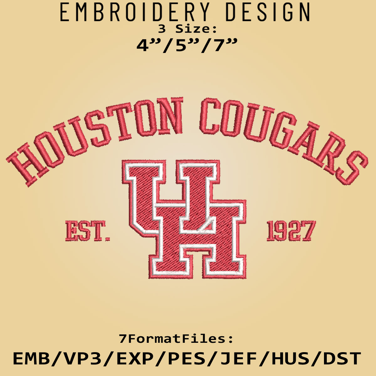 Houston Cougars Embroidery Design Ncaa Logo Embroidery File Inspire