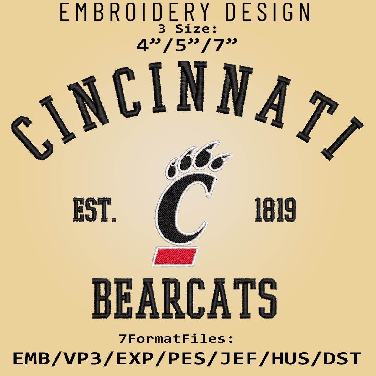 Cincinnati Bearcats embroidery design, NCAA Logo Embroidery | Inspire ...