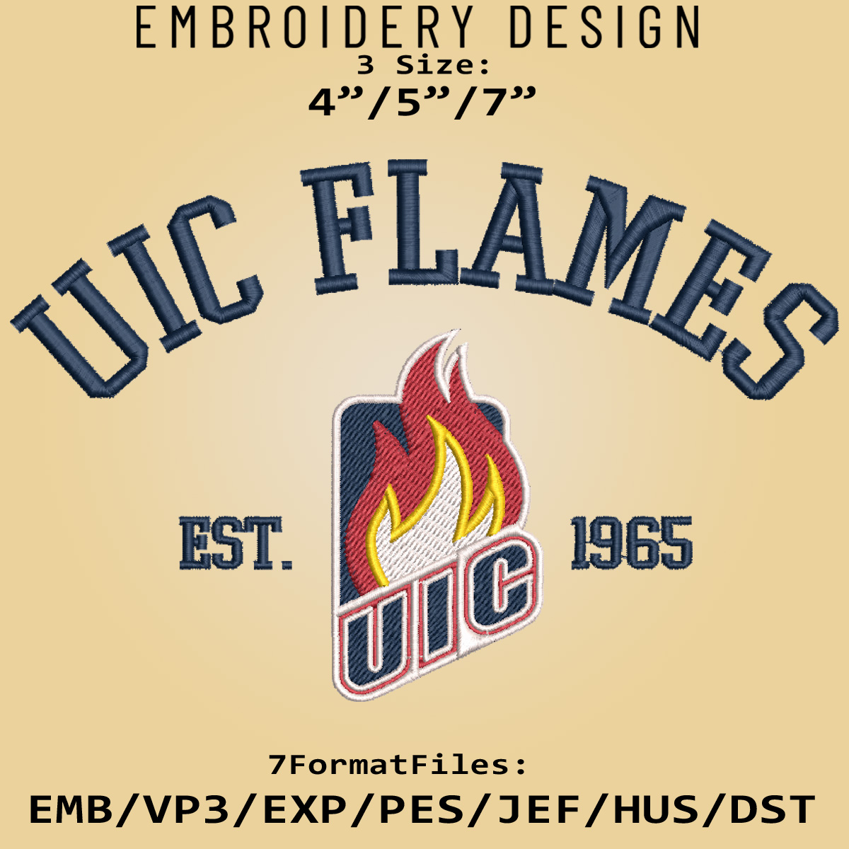 UIC Flames embroidery design, NCAA Logo Embroidery Files, NC | Inspire ...