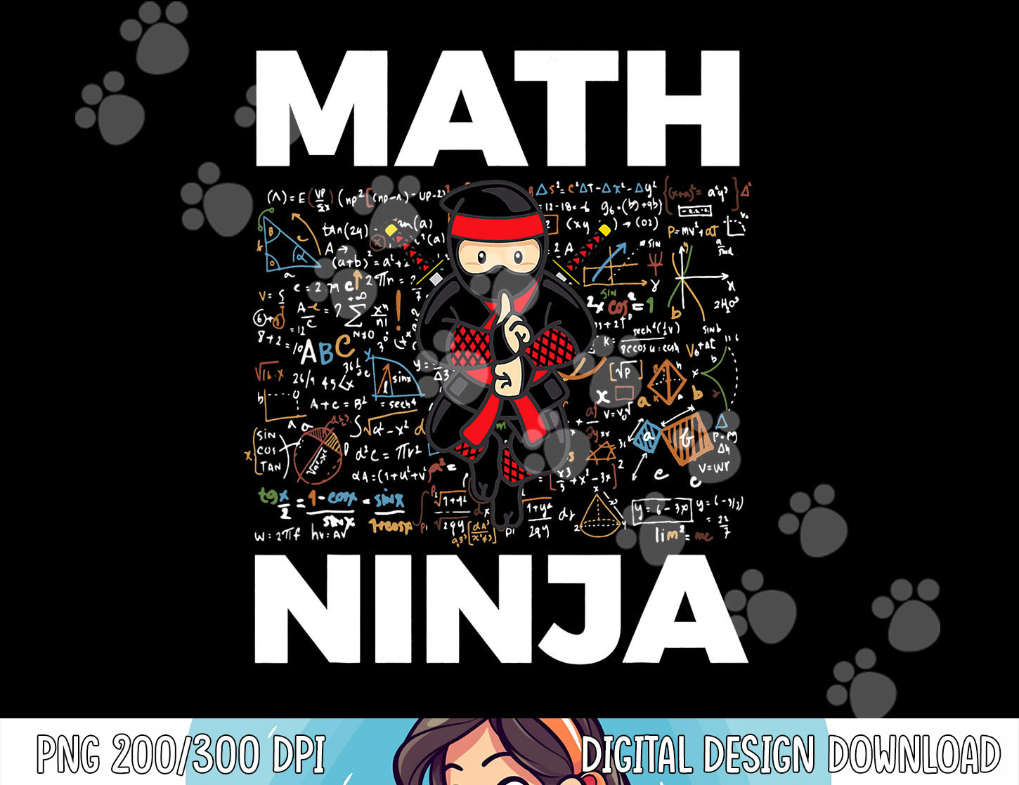 Funny Math Ninja png, sublimation For Mathematics Teacher S | Inspire ...