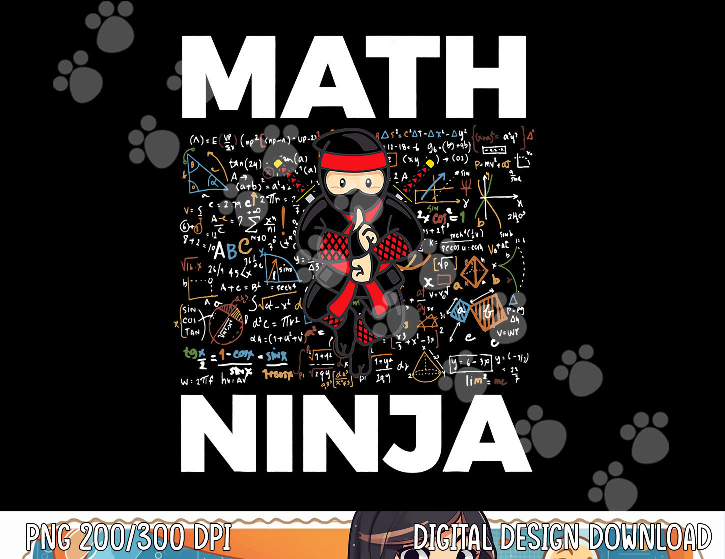 Funny Math Ninja png, sublimation For Mathematics Teacher S - Inspire ...
