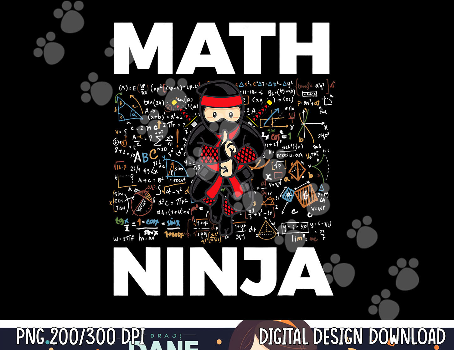Funny Math Ninja png, sublimation For Mathematics Teacher S | Inspire Uplift