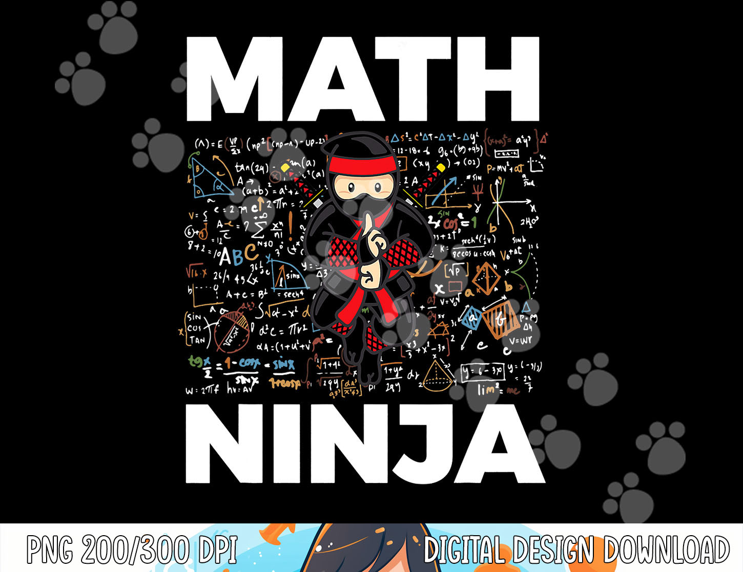 Funny Math Ninja png, sublimation For Mathematics Teacher S | Inspire ...