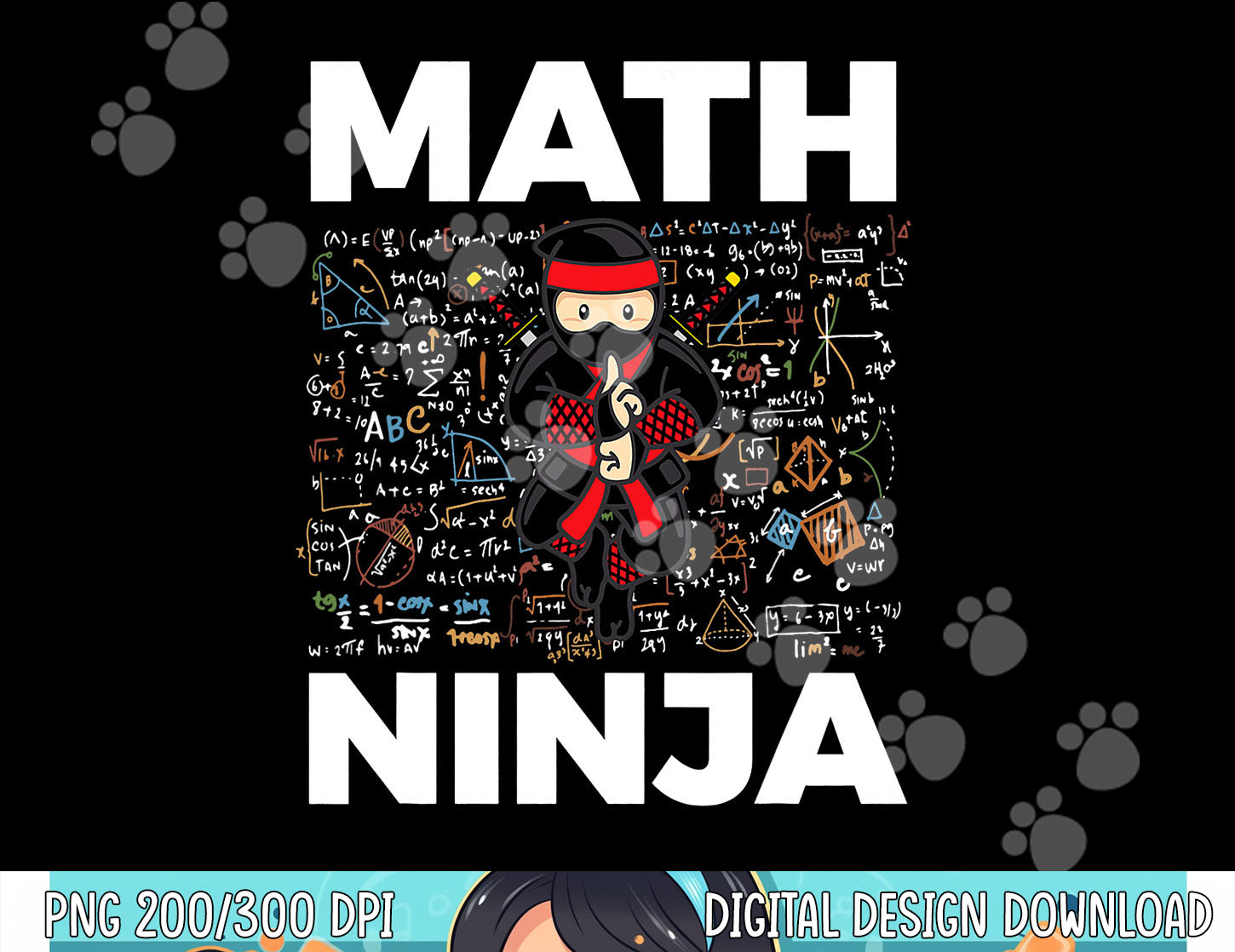 Funny Math Ninja png, sublimation For Mathematics Teacher S | Inspire ...