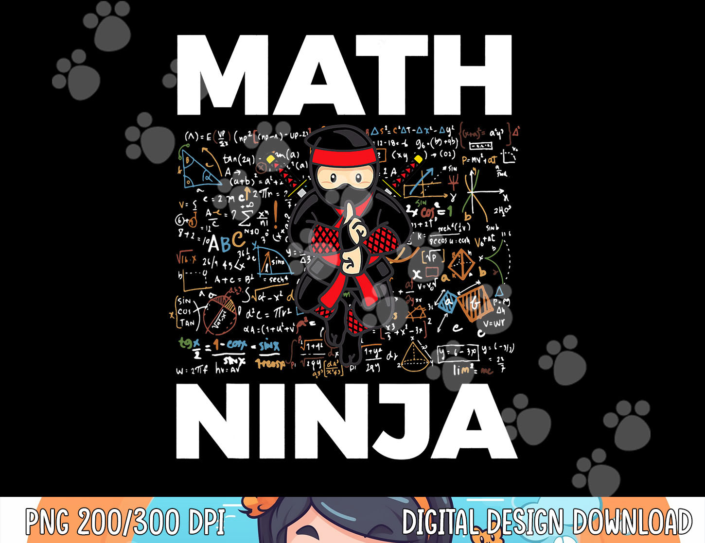 Funny Math Ninja png, sublimation For Mathematics Teacher S - Inspire ...