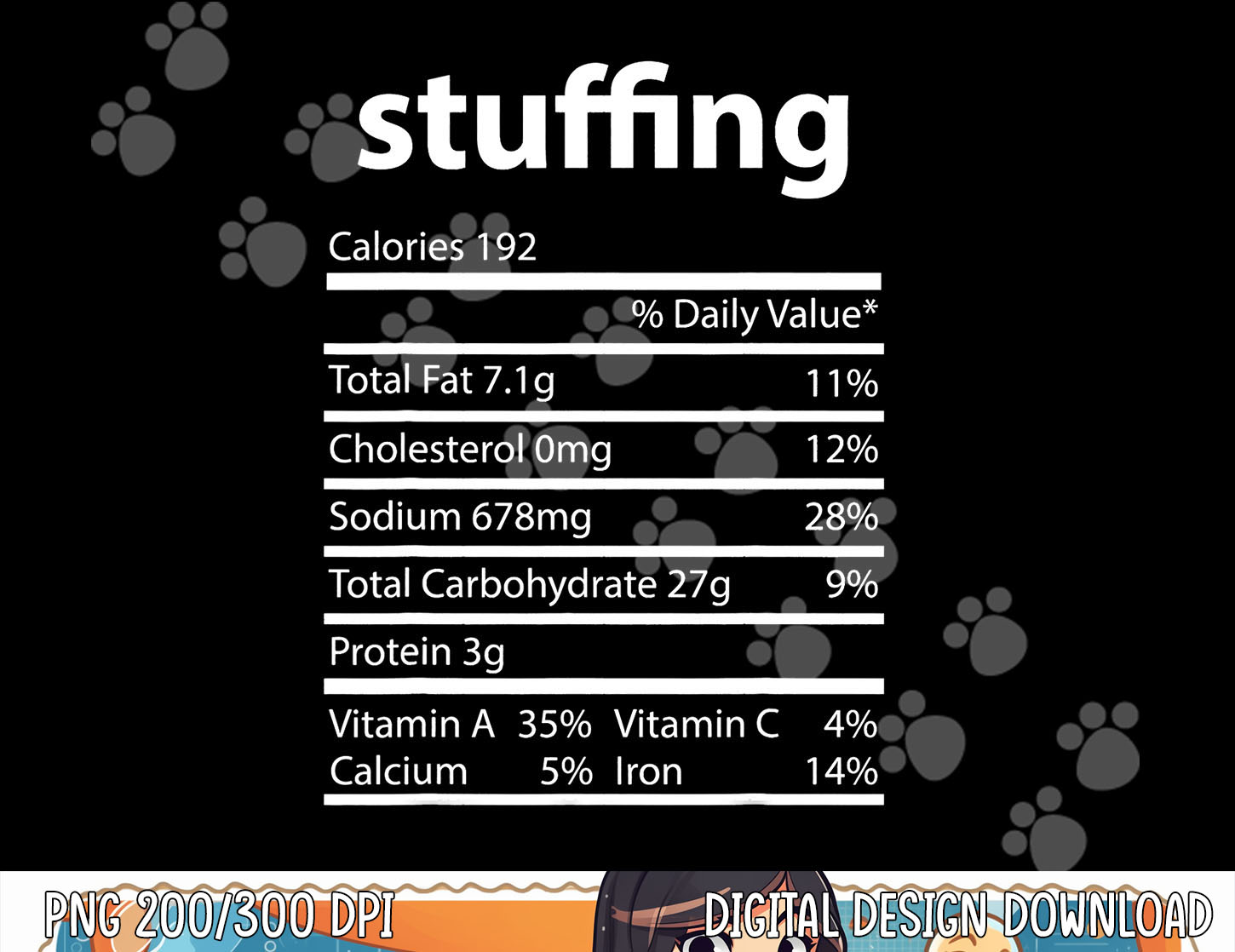 Funny Stuffing Family Thanksgiving Nutrition Facts Food Men - Inspire ...