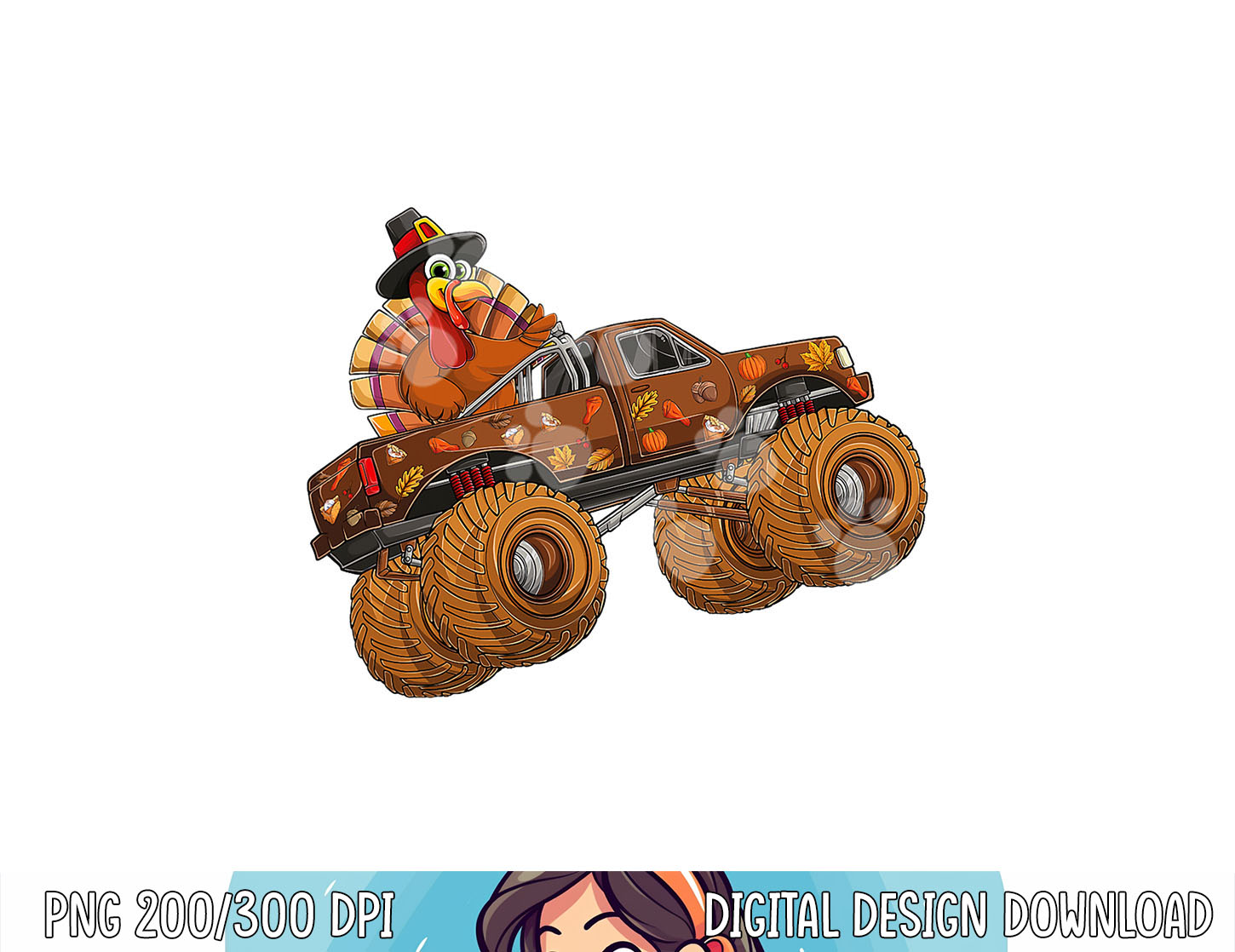 Funny Thanksgiving turkey day riding monster truck kids boy | Inspire ...