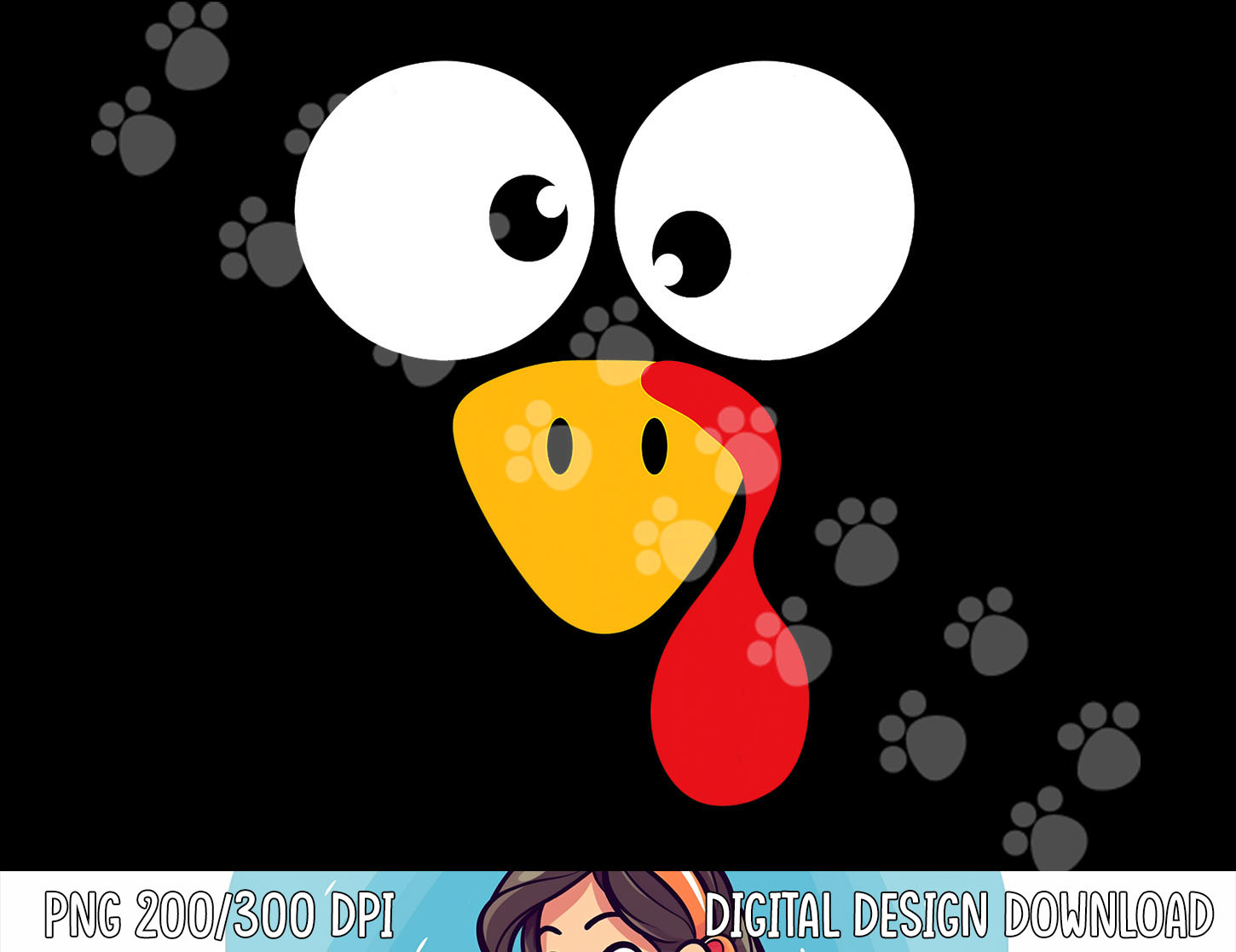 Funny turkey face for thanksgiving family costume png, subli - Inspire ...