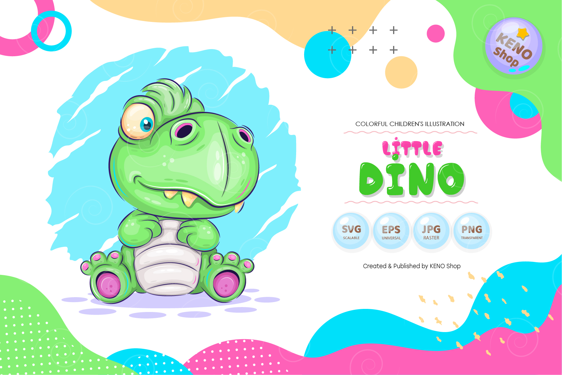 Cartoon Little Dino. Animal Art. | Inspire Uplift