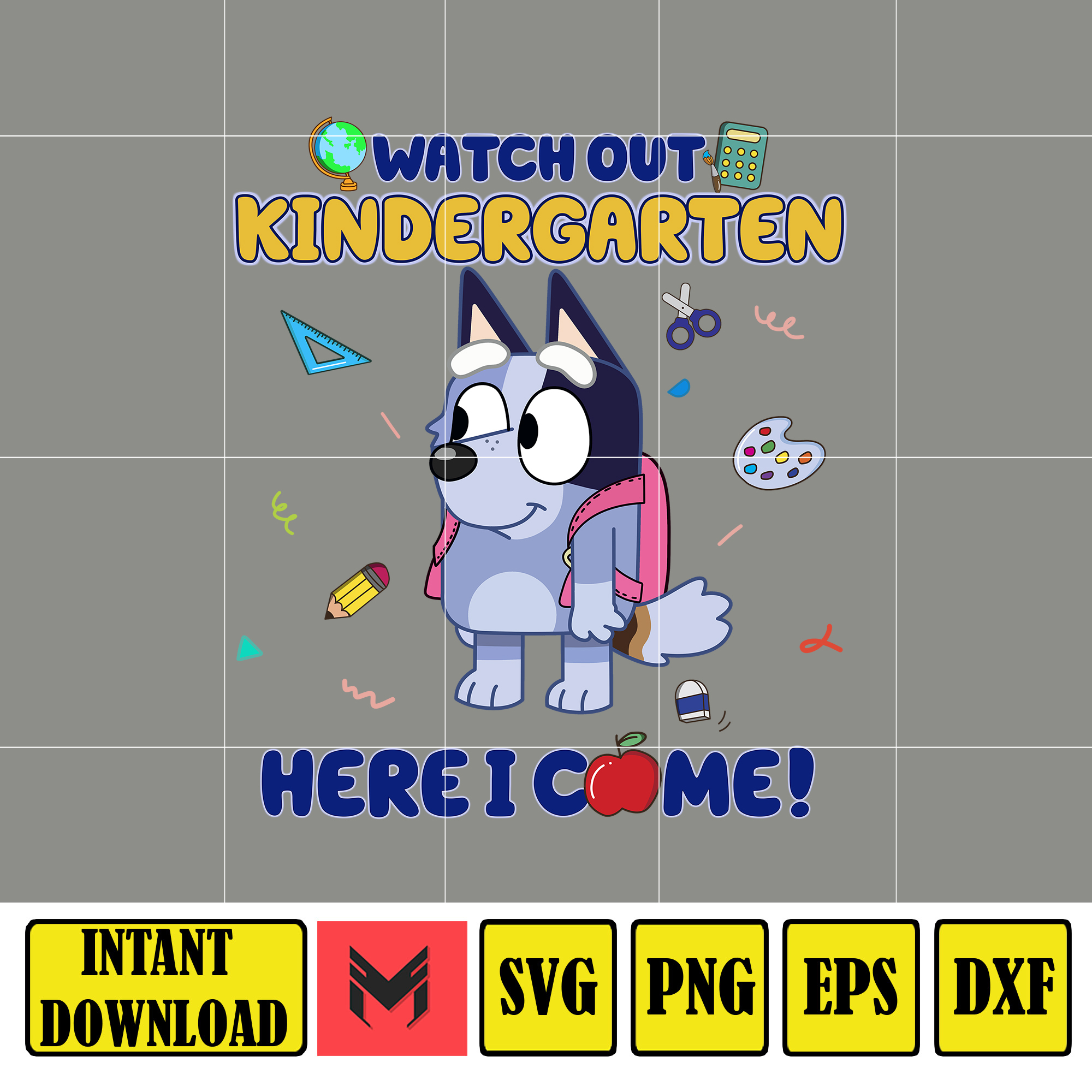 Bluey Back To School Png, Bluey First Day Of School Png, Blu | Inspire ...