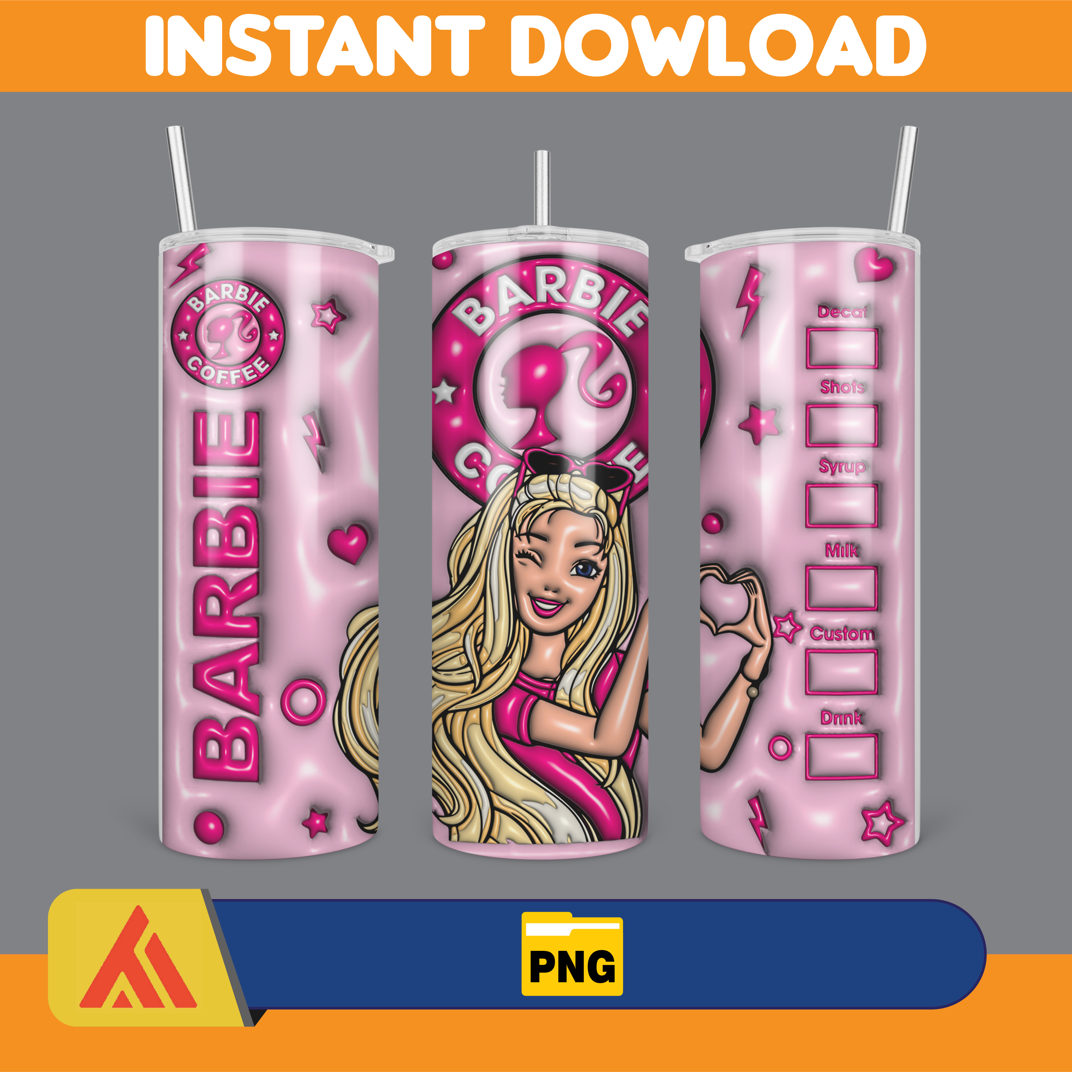 Barbie Inflated Tumbler, Barbi Doll Skinny Tumbler PNG, Lets | Inspire ...