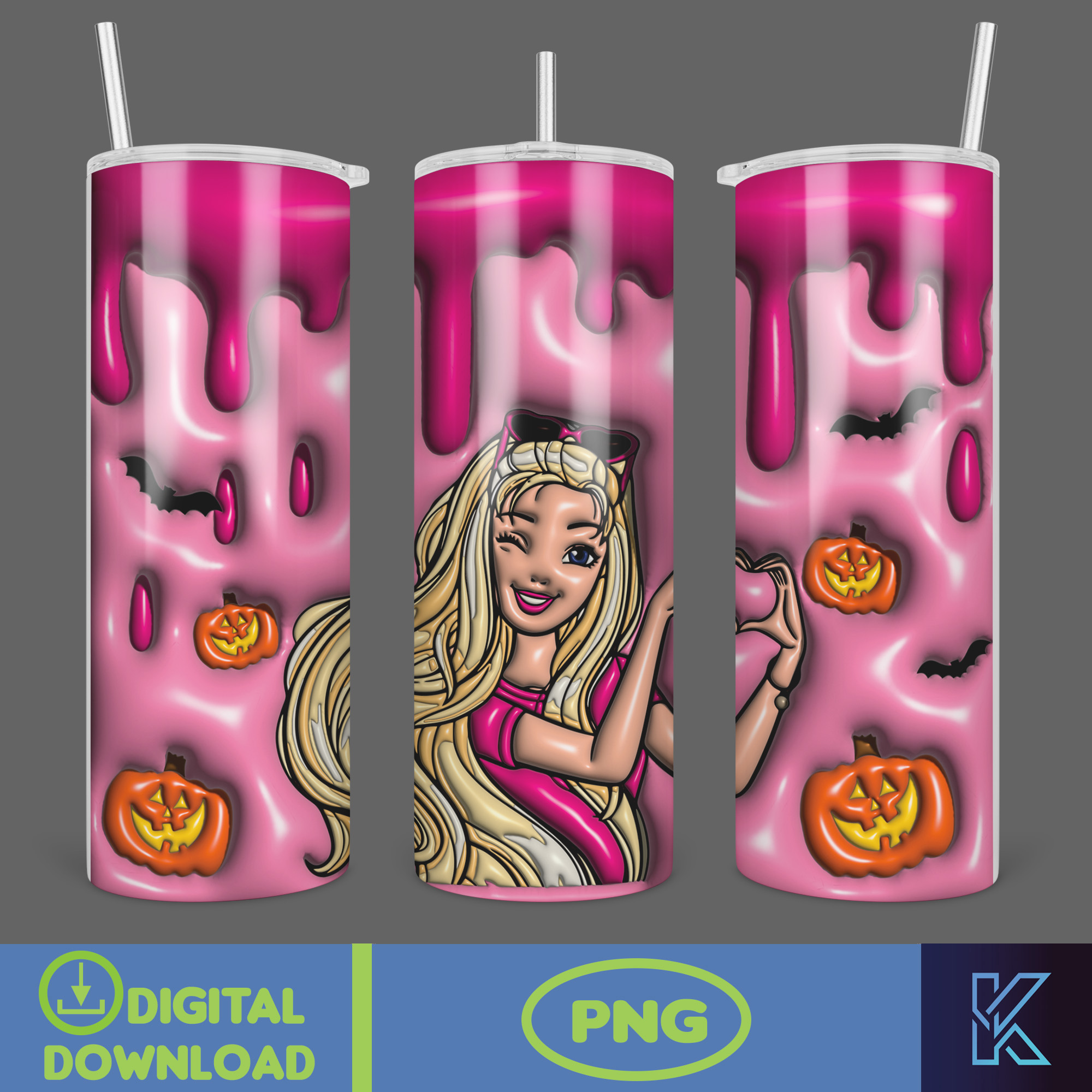 Barbie Inflated Tumbler, Barbi Doll Skinny Tumbler PNG, Lets - Inspire ...