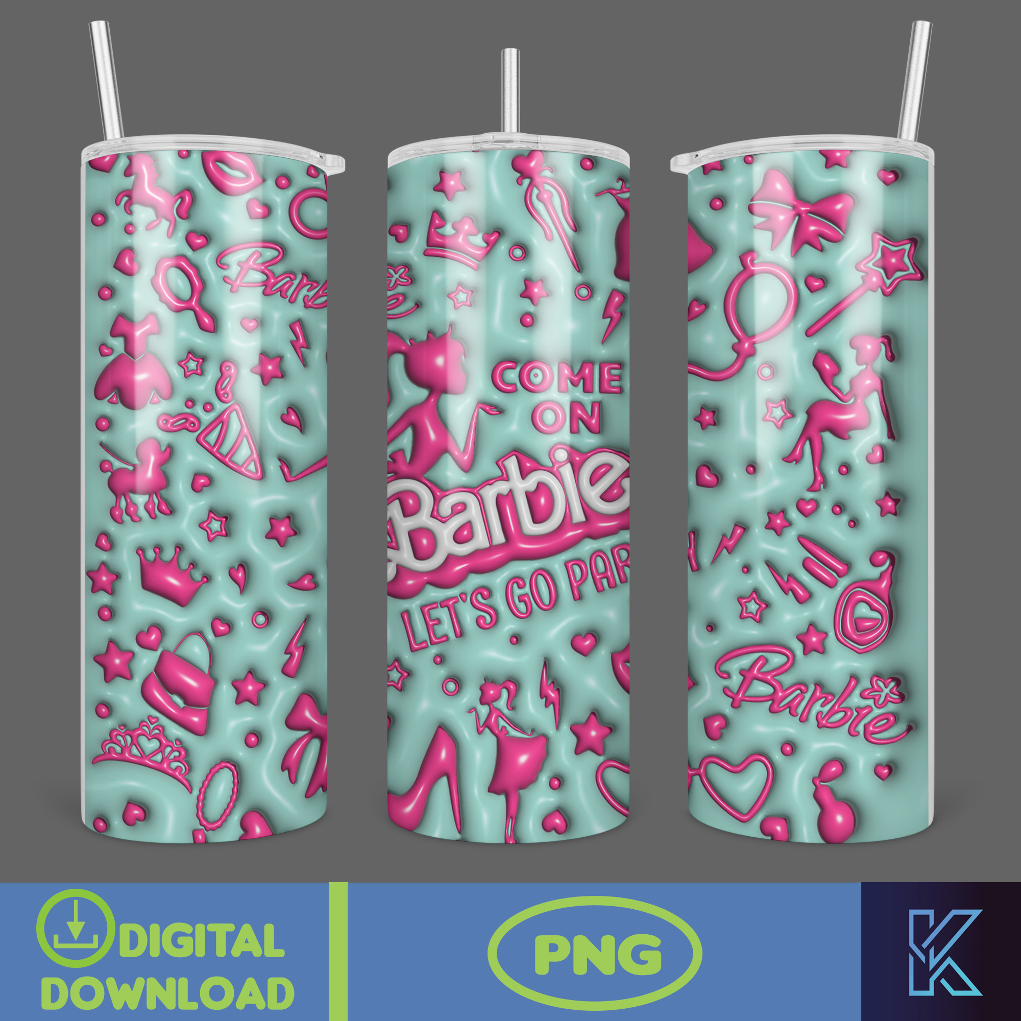 Barbie Inflated Tumbler, Barbi Doll Skinny Tumbler PNG, Lets | Inspire ...