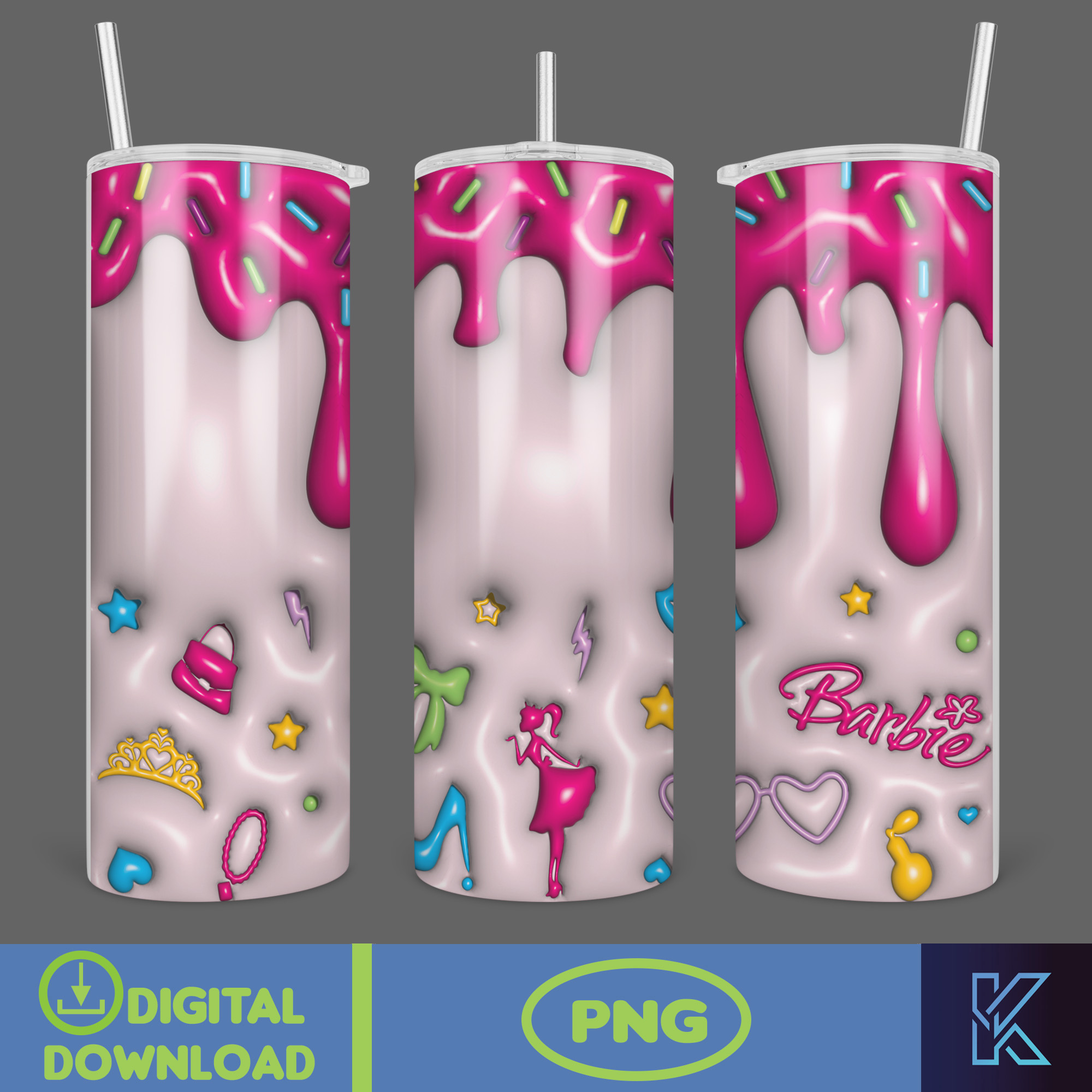 Barbie Inflated Tumbler, Barbi Doll Skinny Tumbler PNG, Lets | Inspire ...