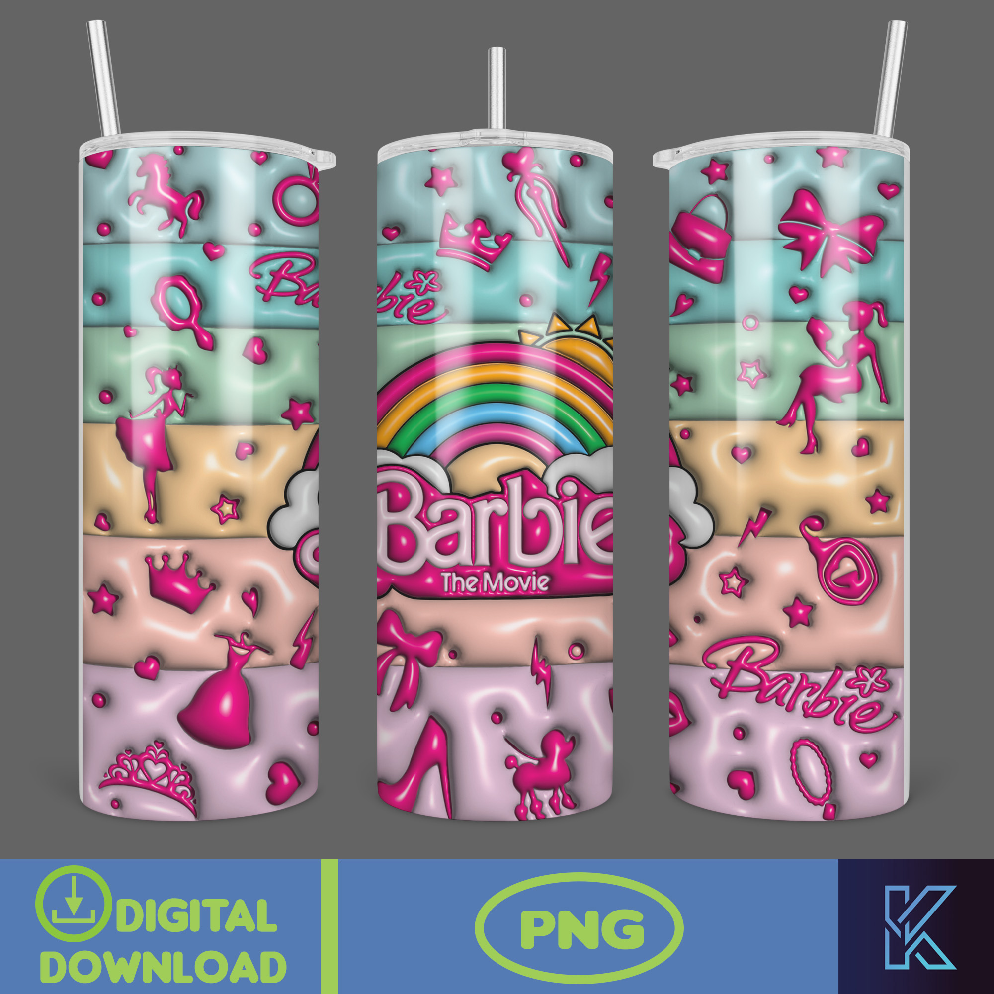 Barbie Inflated Tumbler, Barbi Doll Skinny Tumbler PNG, Lets | Inspire ...