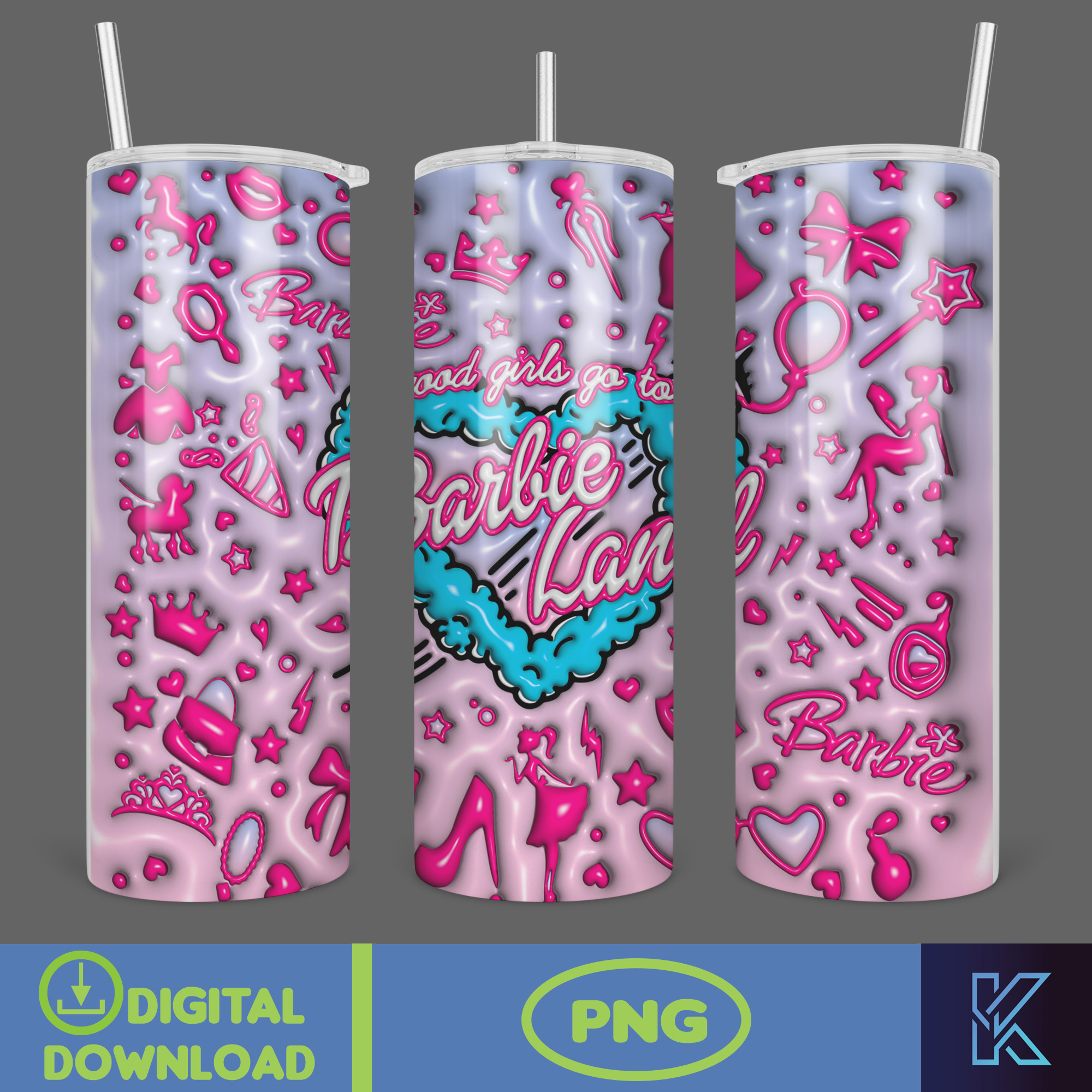 Barbie Inflated Tumbler, Barbi Doll Skinny Tumbler PNG, Lets - Inspire ...