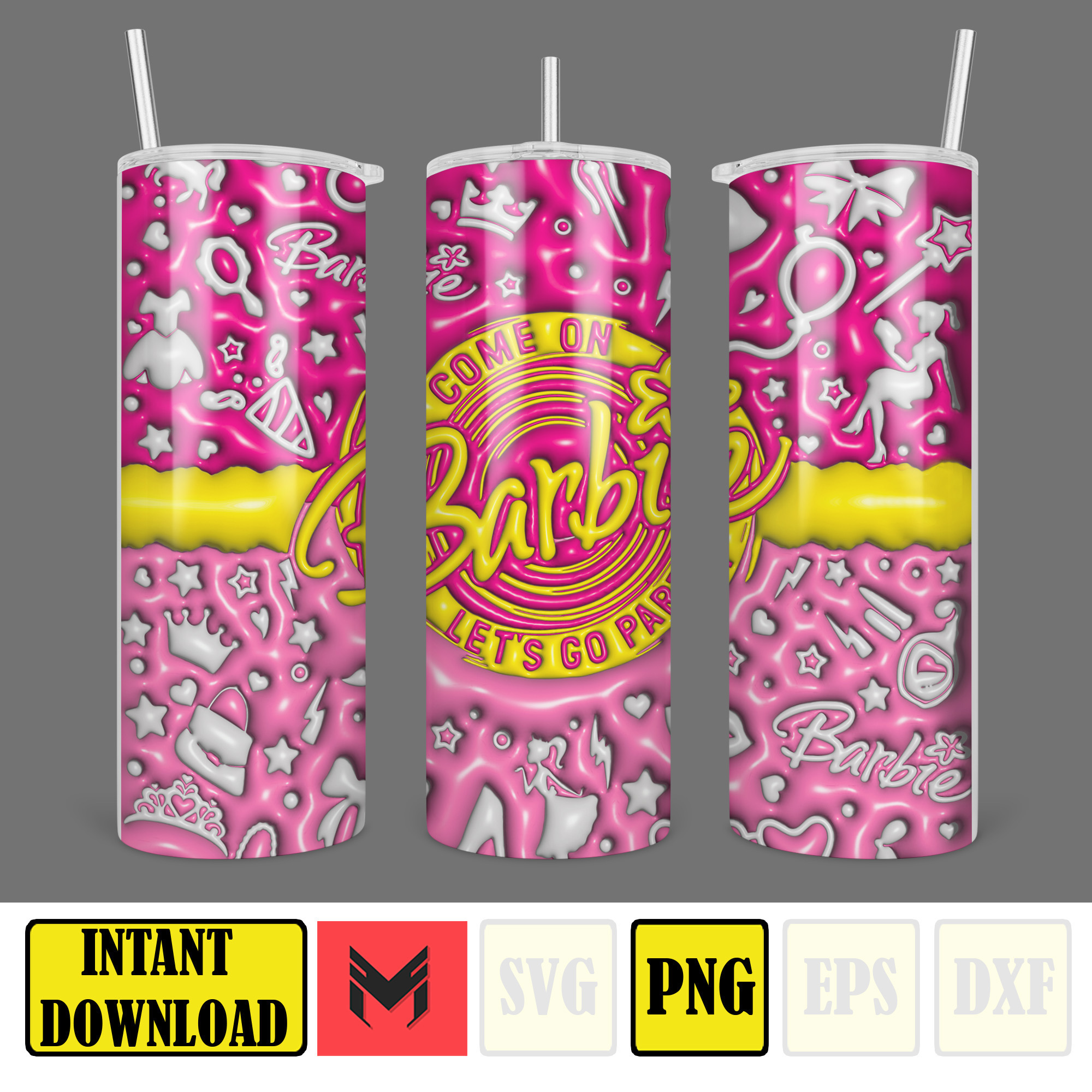 Barbie Inflated Tumbler, Barbi Doll Skinny Tumbler PNG, Lets - Inspire ...