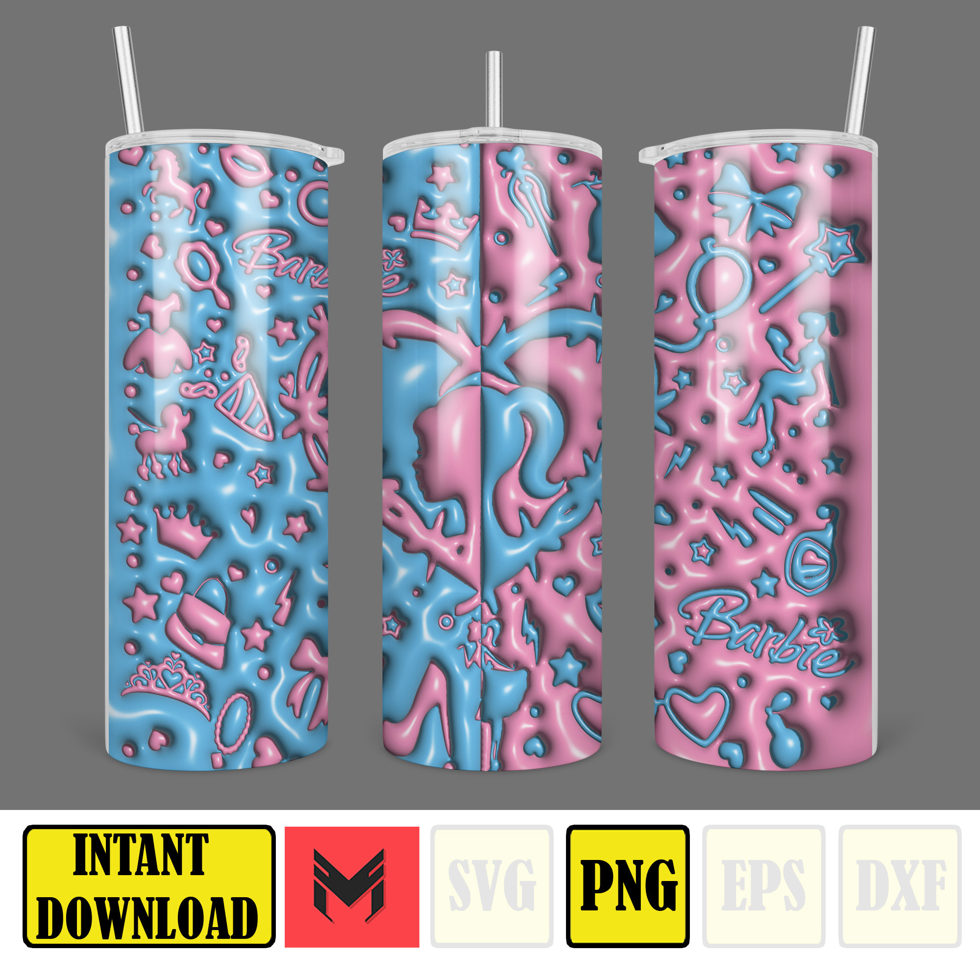 Barbie Inflated Tumbler, Barbi Doll Skinny Tumbler PNG, Lets | Inspire ...