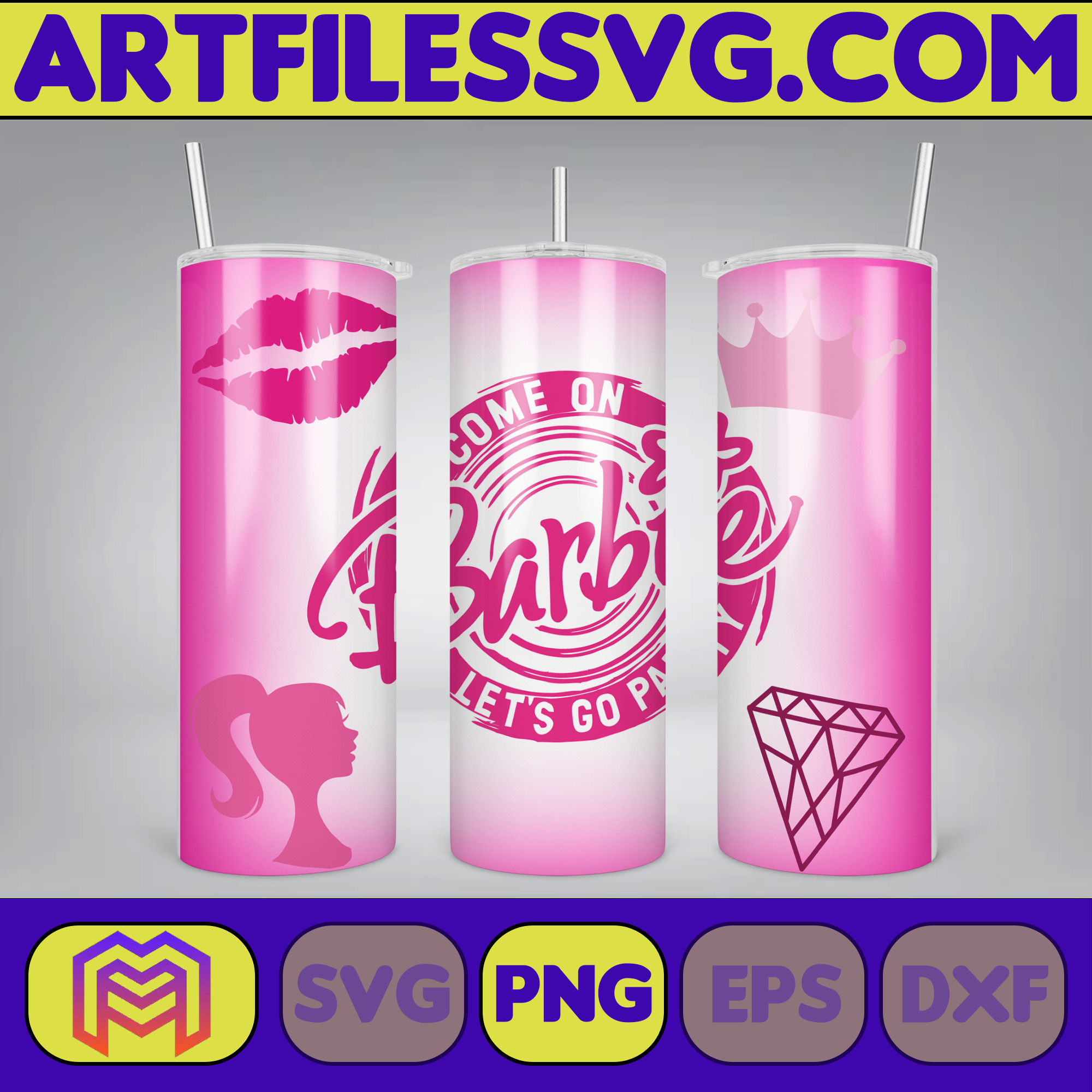 Barbie theme design 20 oz Skinny Tumbler Sublimation Design, | Inspire ...