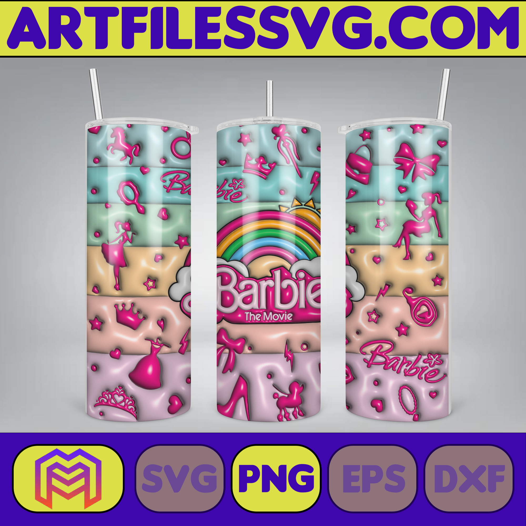 Barbie Inflated Tumbler, Barbi Doll Skinny Tumbler PNG, Lets | Inspire ...