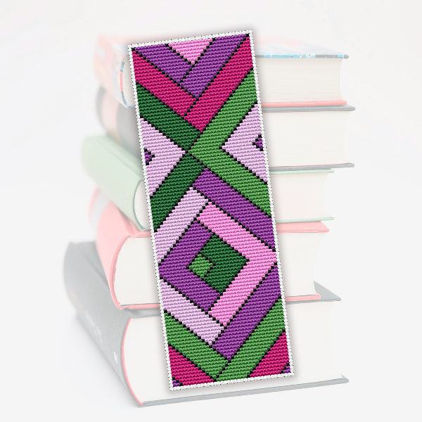 Cross stitch bookmark pattern Geometric, Lilac stripes | Inspire Uplift