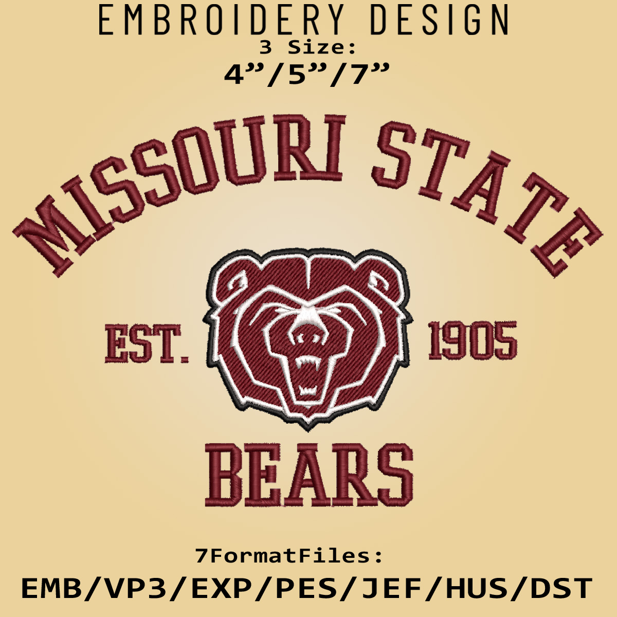 Missouri State Bears embroidery design, NCAA Logo Embroidery | Inspire ...