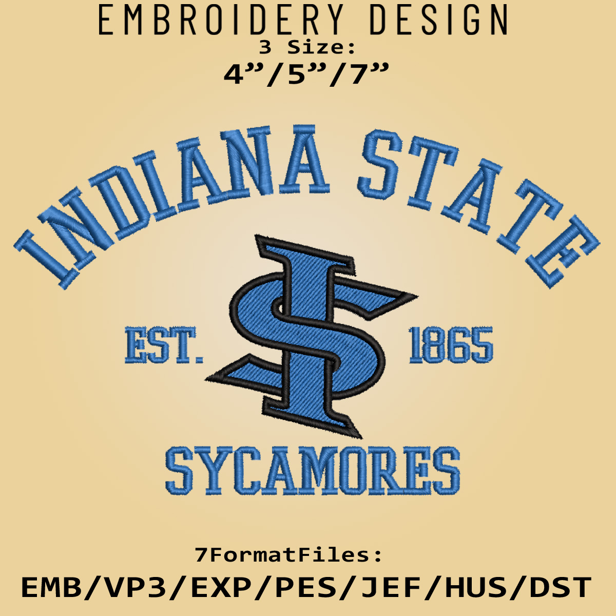 Indiana State Sycamores embroidery design, NCAA Logo Embroid | Inspire ...