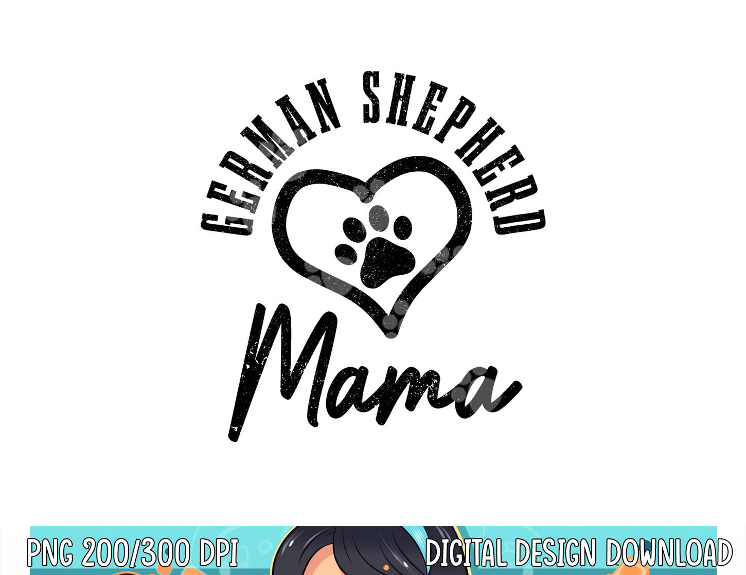 German Shepherd Mama Heart Dog Paw German Shepherd Mom png, | Inspire ...